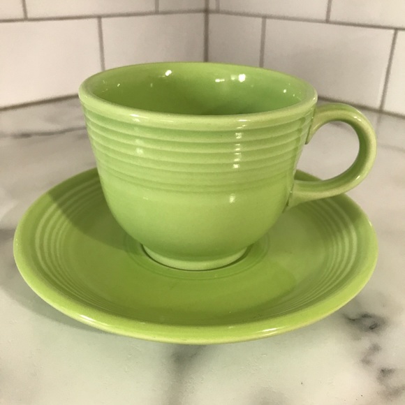 Fiesta | Dining | Fiesta Homer Laughlin Cup Saucer Set Lime Green ...